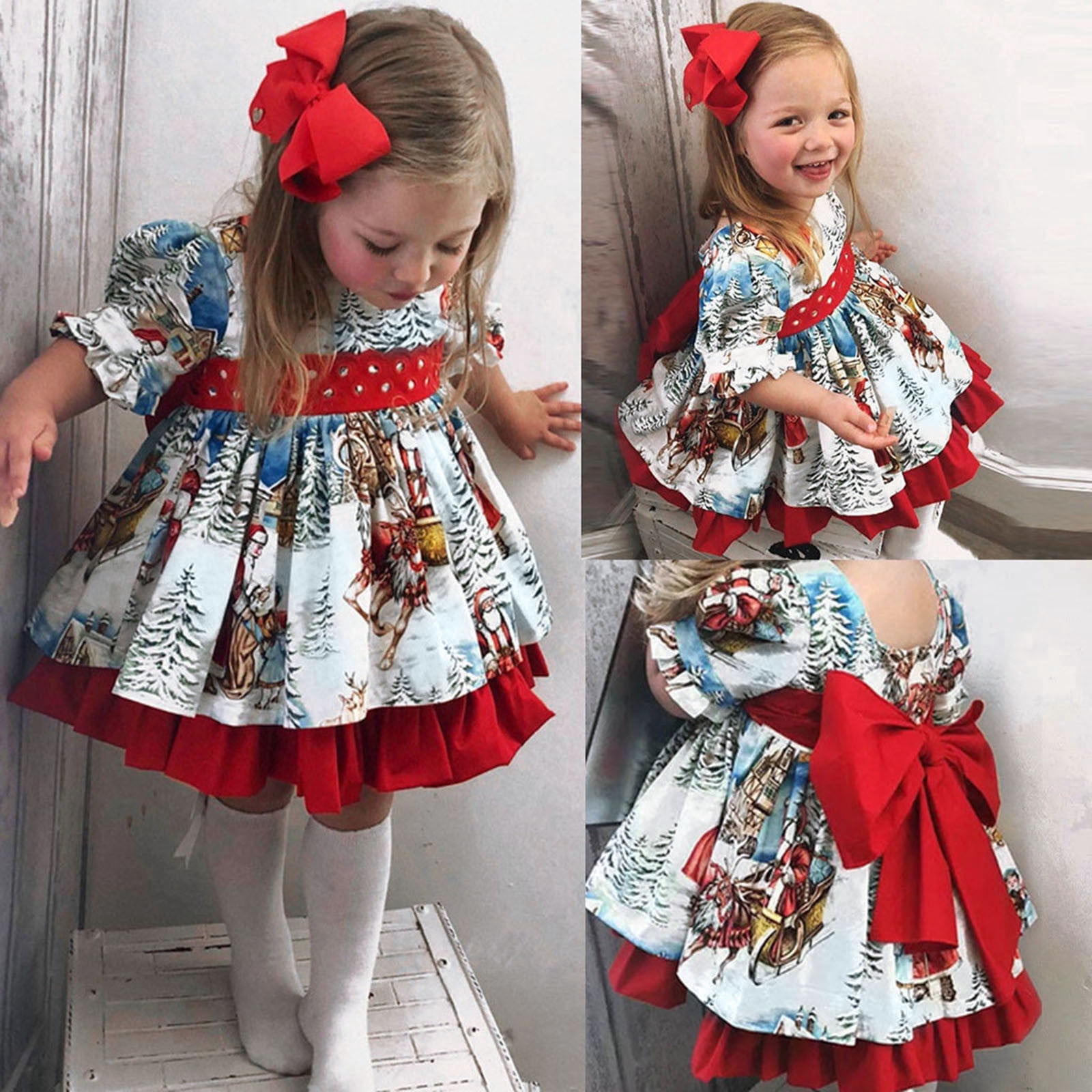 Little Girls Christmas Dress Christmas Printed Tulle Skrit Princess ...