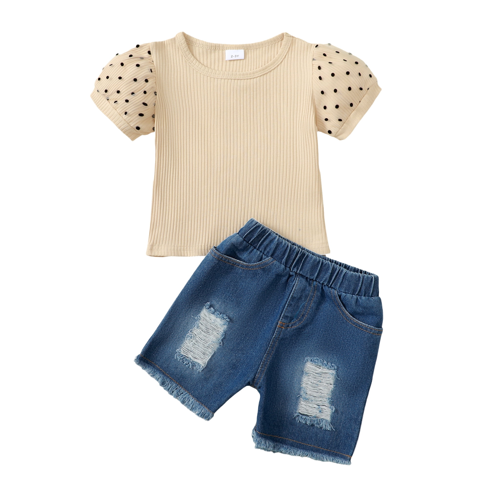 Little Girls Clothes 5T Girls Outfits 6T Girls Short Sleeve Top Denim ...