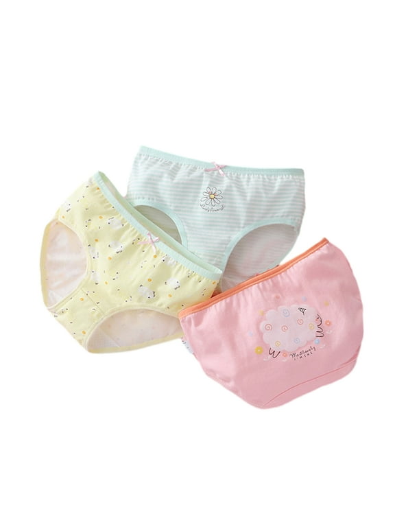 Little Girls' Cotton Brief Soft Panty Cute Print for 3-11 Years Old,4 ...