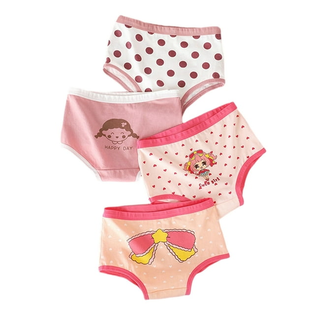 Little Girls' Cotton Brief Soft Panty Cute Print for 2-10 Years Old,4 ...