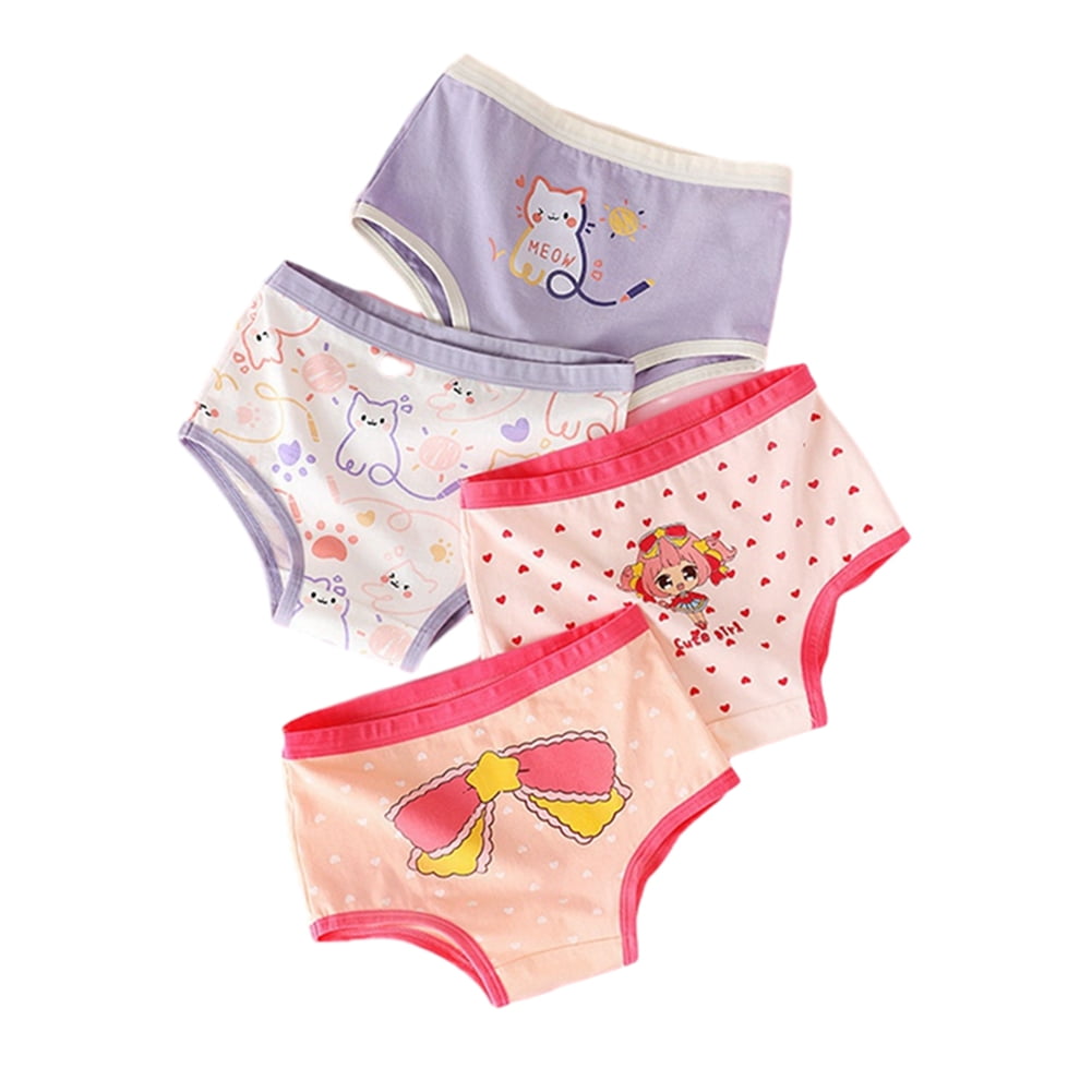 Little Girls' Cotton Brief Soft Panty Cute Print for 2-10 Years Old,4 ...