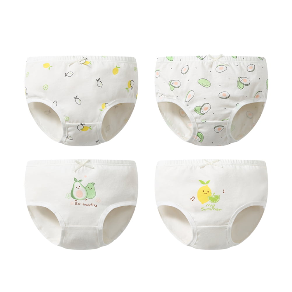 Little Girls' Cotton Brief Soft Panty Cute Print for 3-11 Years Old,4 ...