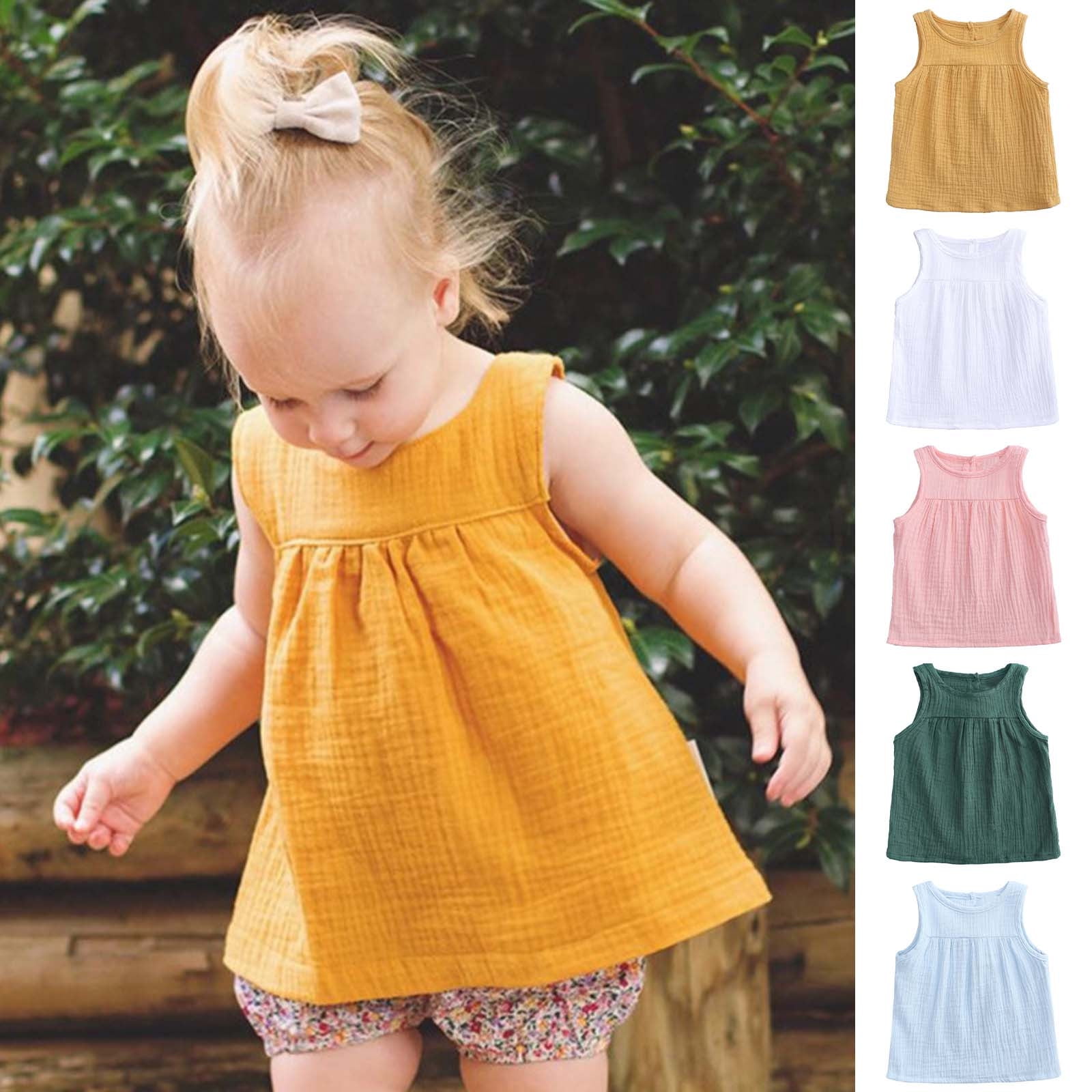 Little Girls Cotton Tops Cute Summer Sleeveless Shirts Kids Fashion ...