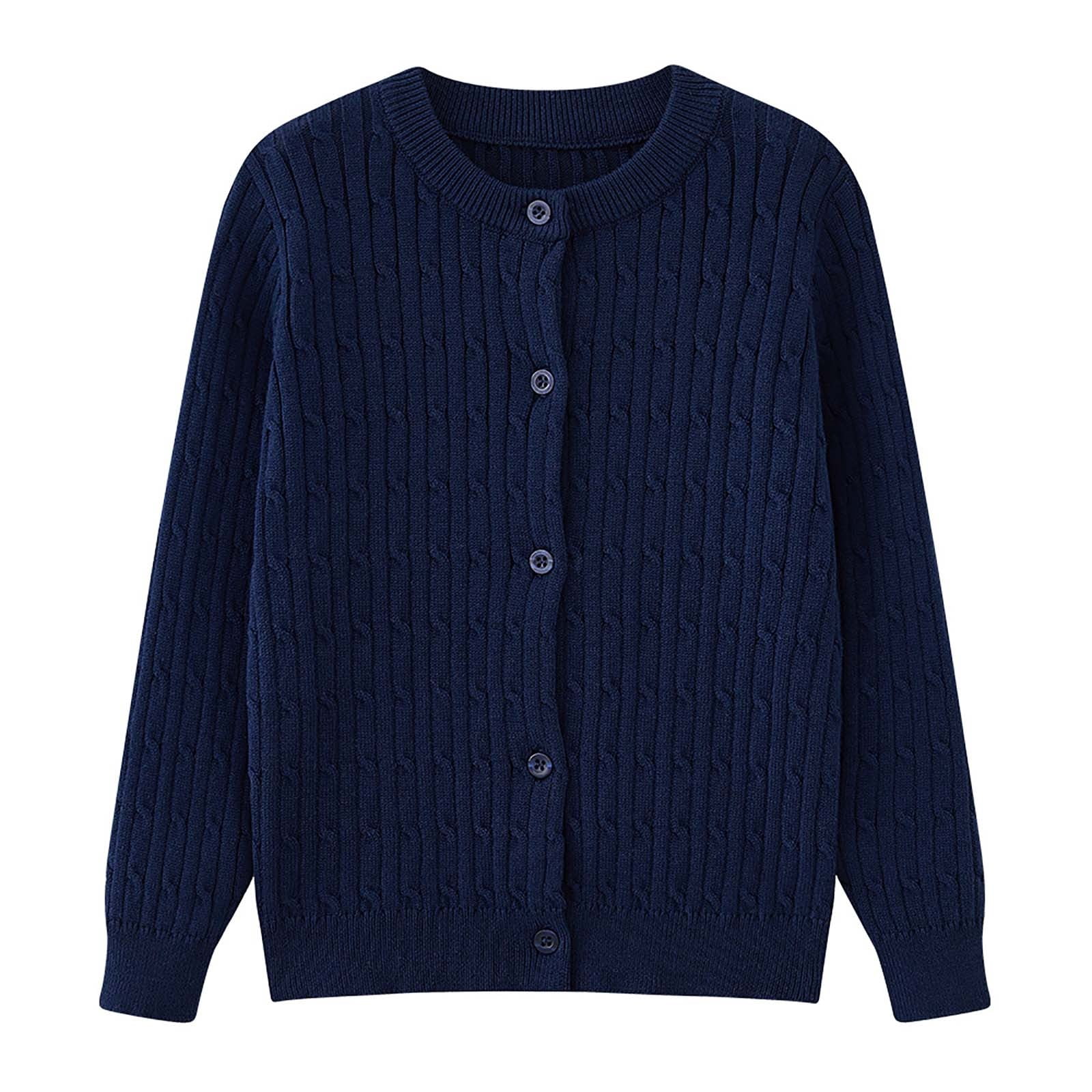 Little Girls Crewneck Cardigan Button Front Knitted School Sweater 2 10 ...