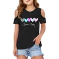 Little Girls'Cute T Shirts Round Neck Off Shoulder Heart Shape Letter ...