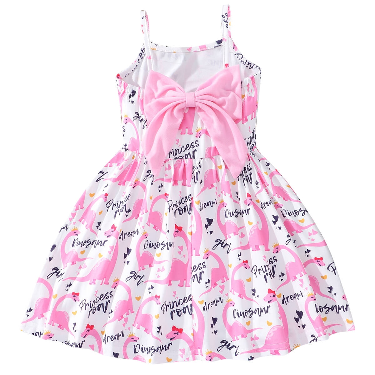 Little Girls Dinosaur Dress Toddler Baby Pink Bowknot Summer Dresses ...