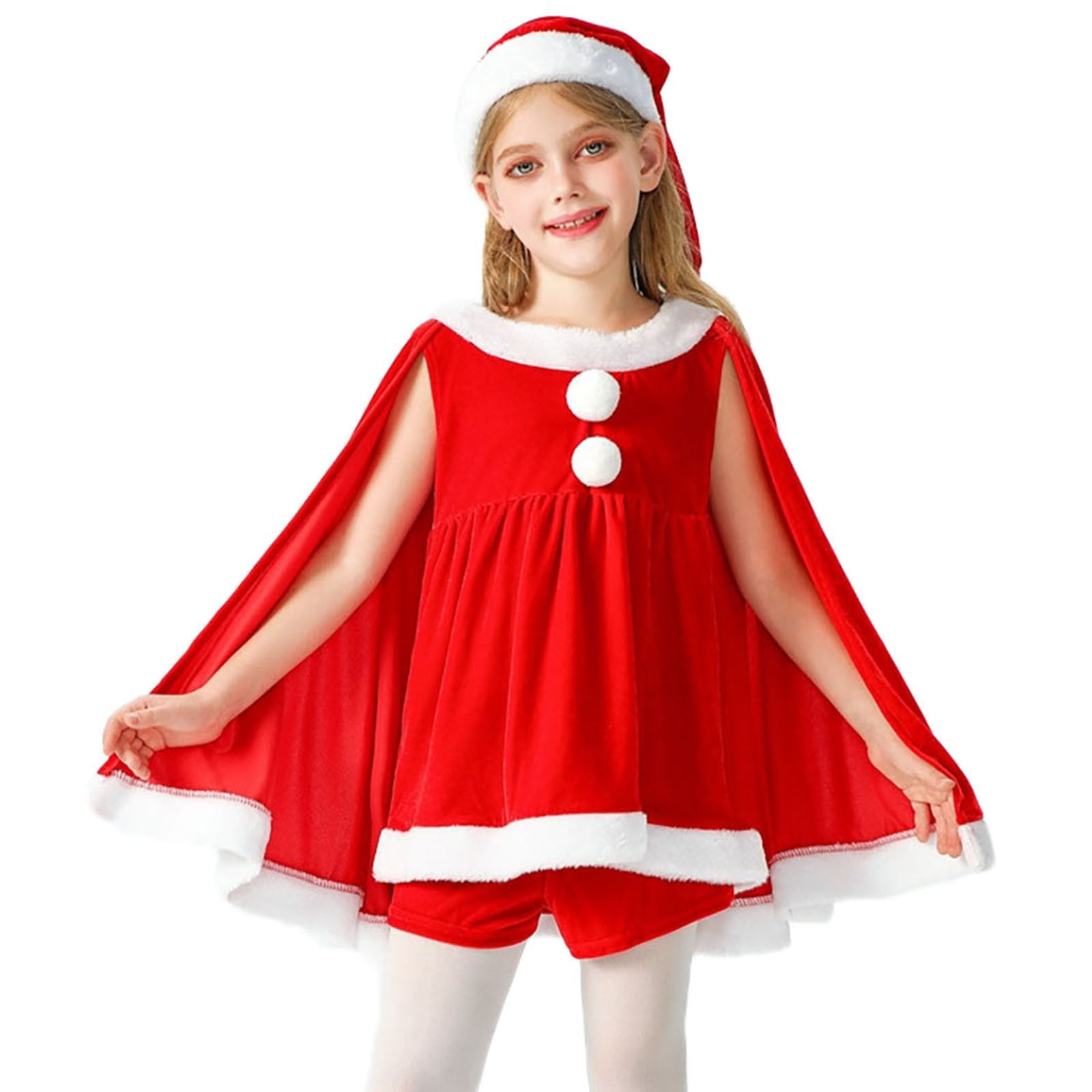 Little Girls Dresses Christmas Santa Claus Costume Set Cape Dress ...