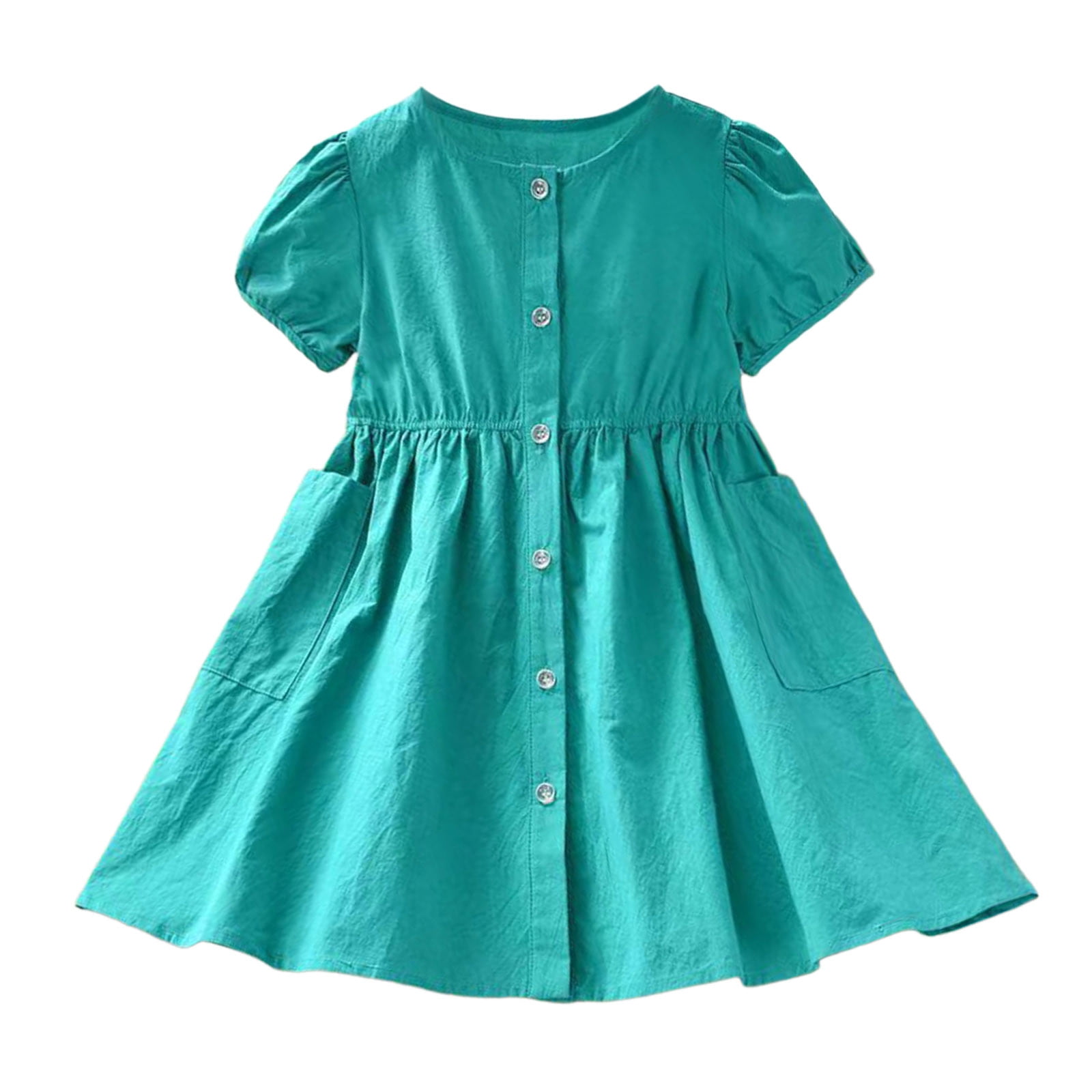 Little Girls Dresses Kids Summer Short Sleeve Solid Color Cardigan ...