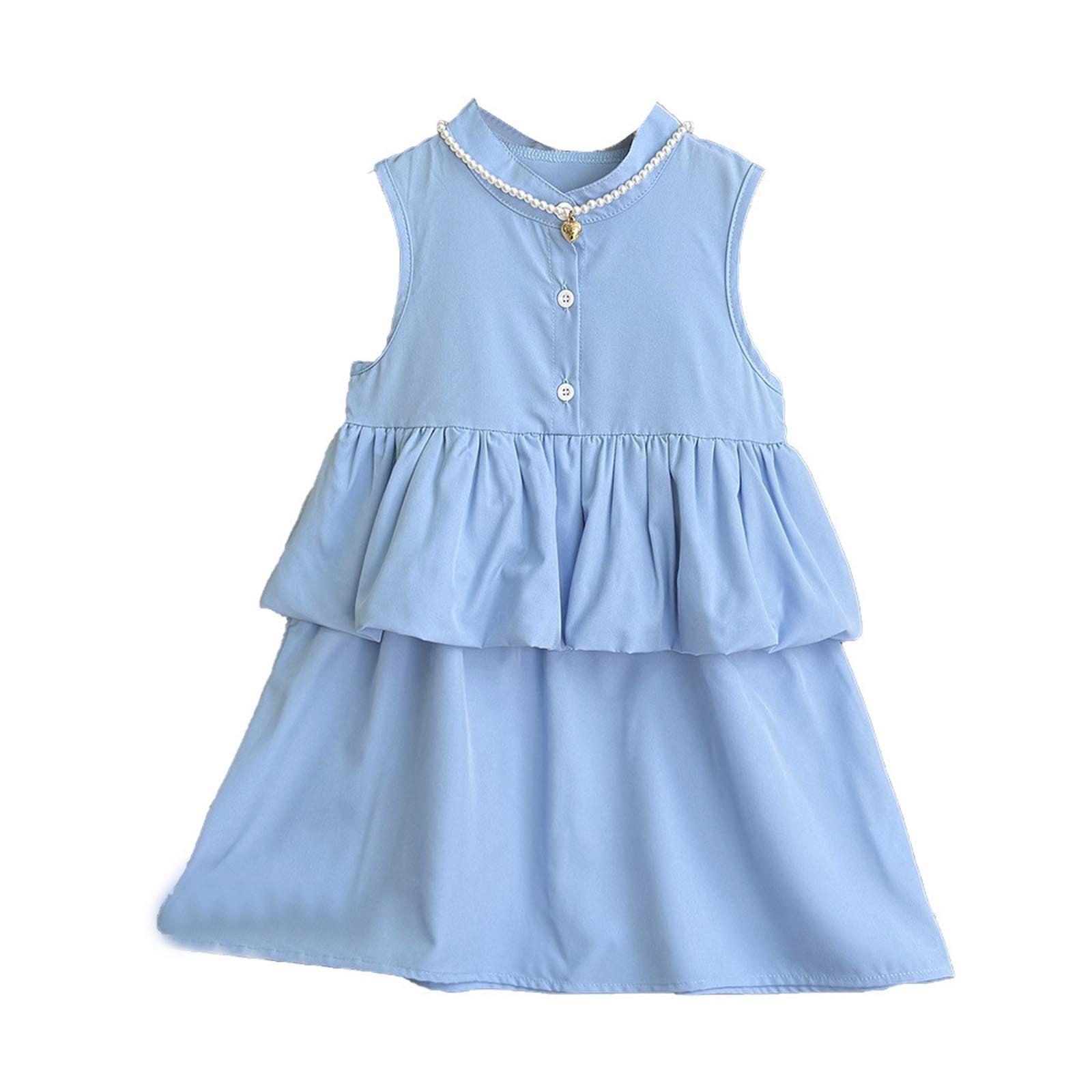 Little Girls Dresses Puffed Sleeve Vibant Color Options Button Front ...
