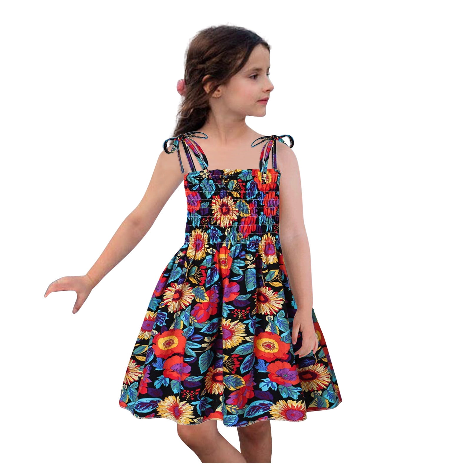 Little Girls Dresses Size 3 Years-4 Years Sleeveless Strap Summer Beach ...
