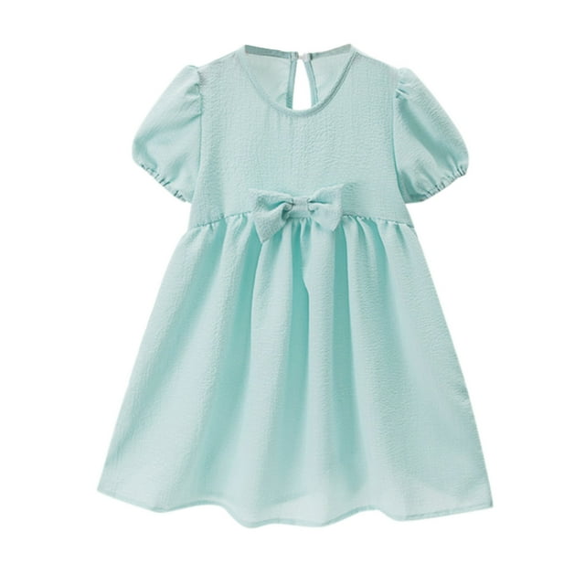 Little Girls Dresses Size 5 Years-6 Years Kid Solid Bubble Sleeve ...