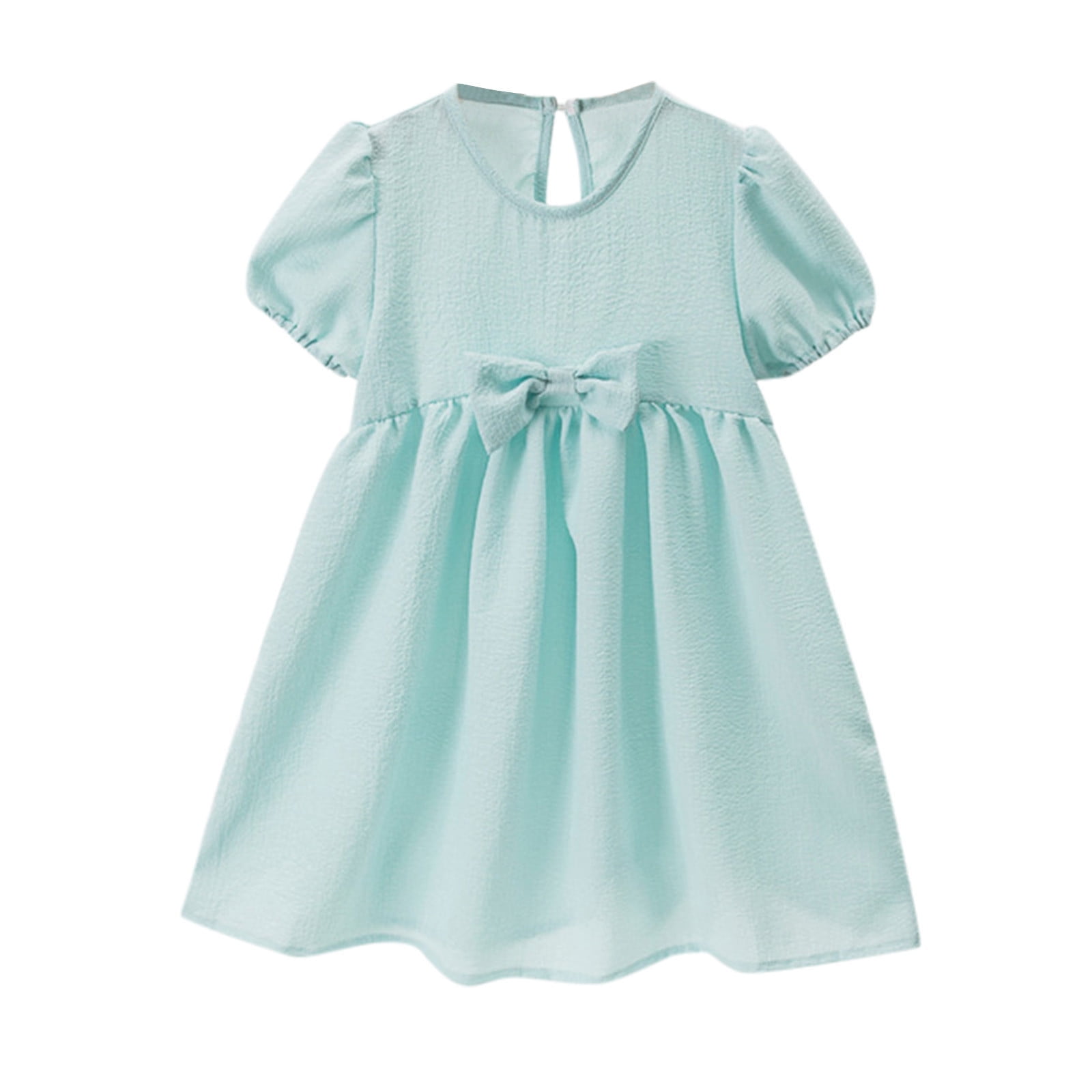 Little Girls Dresses Size 5 Years-6 Years Kid Solid Bubble Sleeve ...