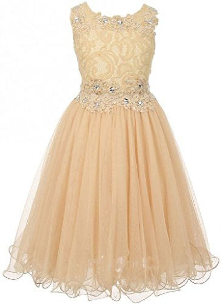 Little Girls Elegant Sleeveless Lace Mesh Rhinestone See Through ...
