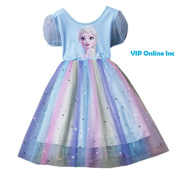 Little Girls Elsa Princess Dress Summer Short Sleeve Costume Halloween ...