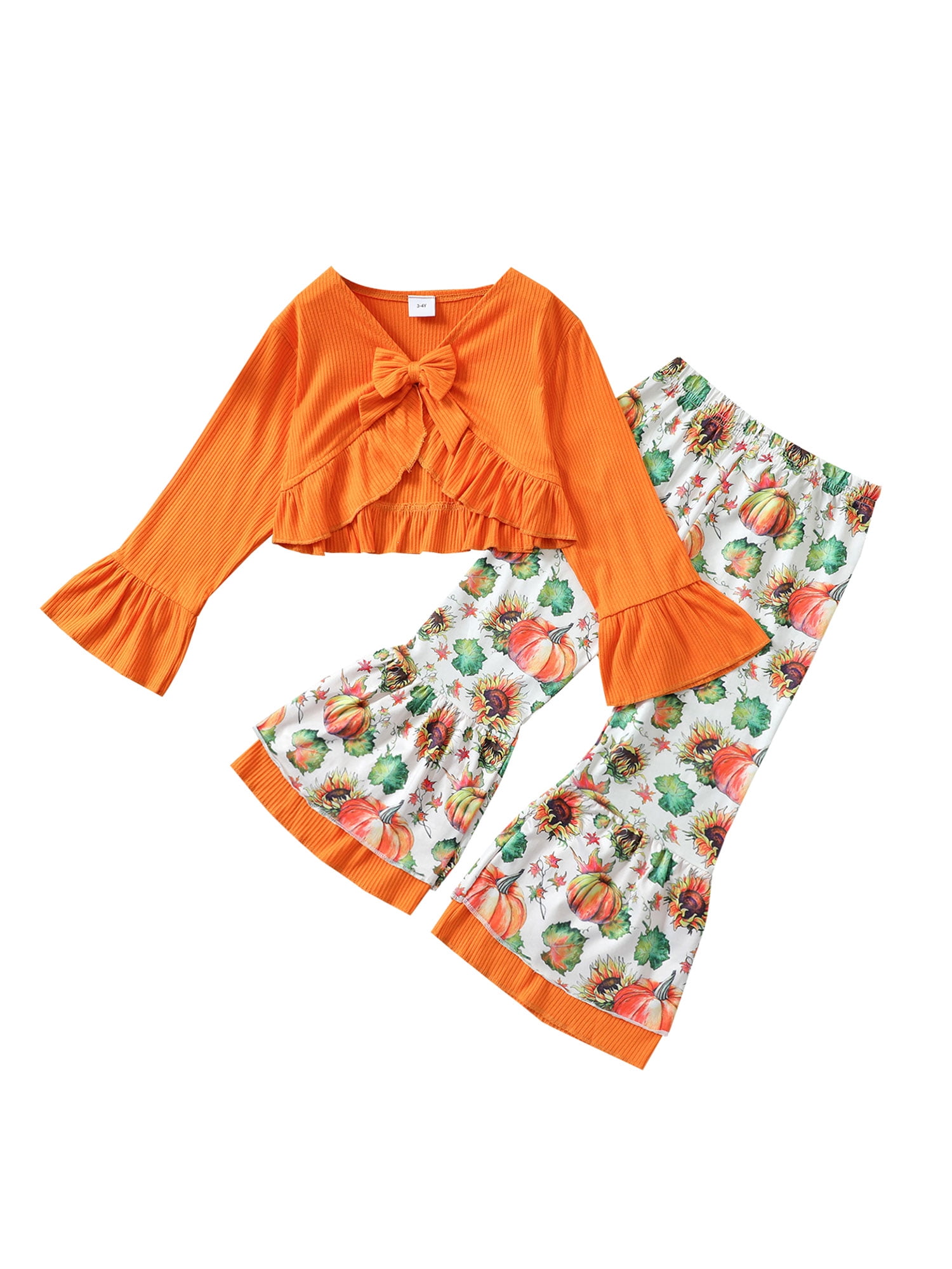 Little Girls Fashion Streetwear Outfit, Flared-Sleeves Crop Tops And ...