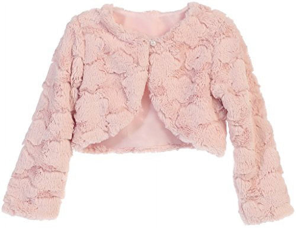 Little Girls Faux Fur Cloud Design Flower Girl Bolero Sweater Jacket ...