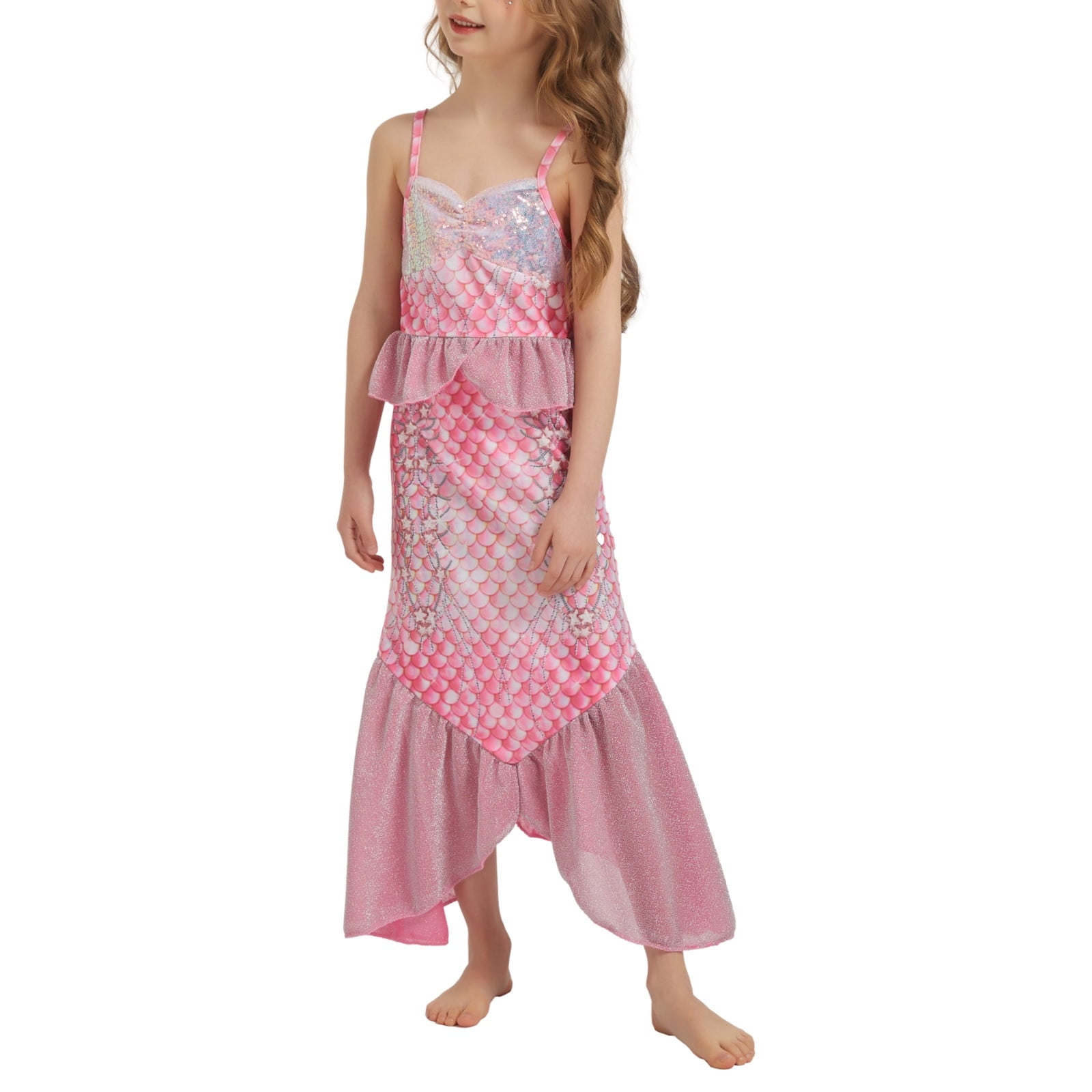 Little Girls Fish Swimsuit Fish Princess Dress Swimsuit B,5-6T Girls ...