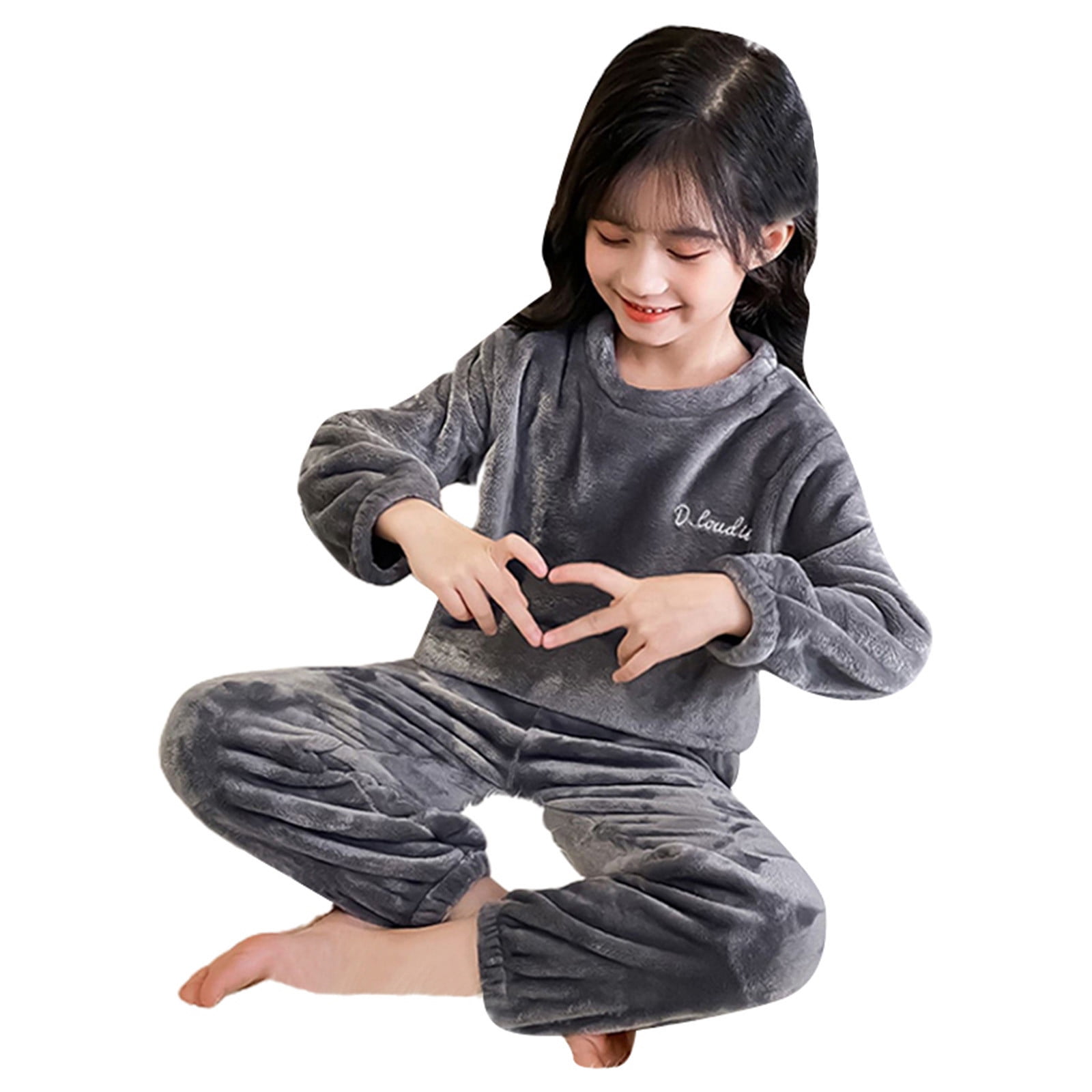 Little Girls Flannel Pajamas Winter Warm Soft Sleepwear Clothes Set ...
