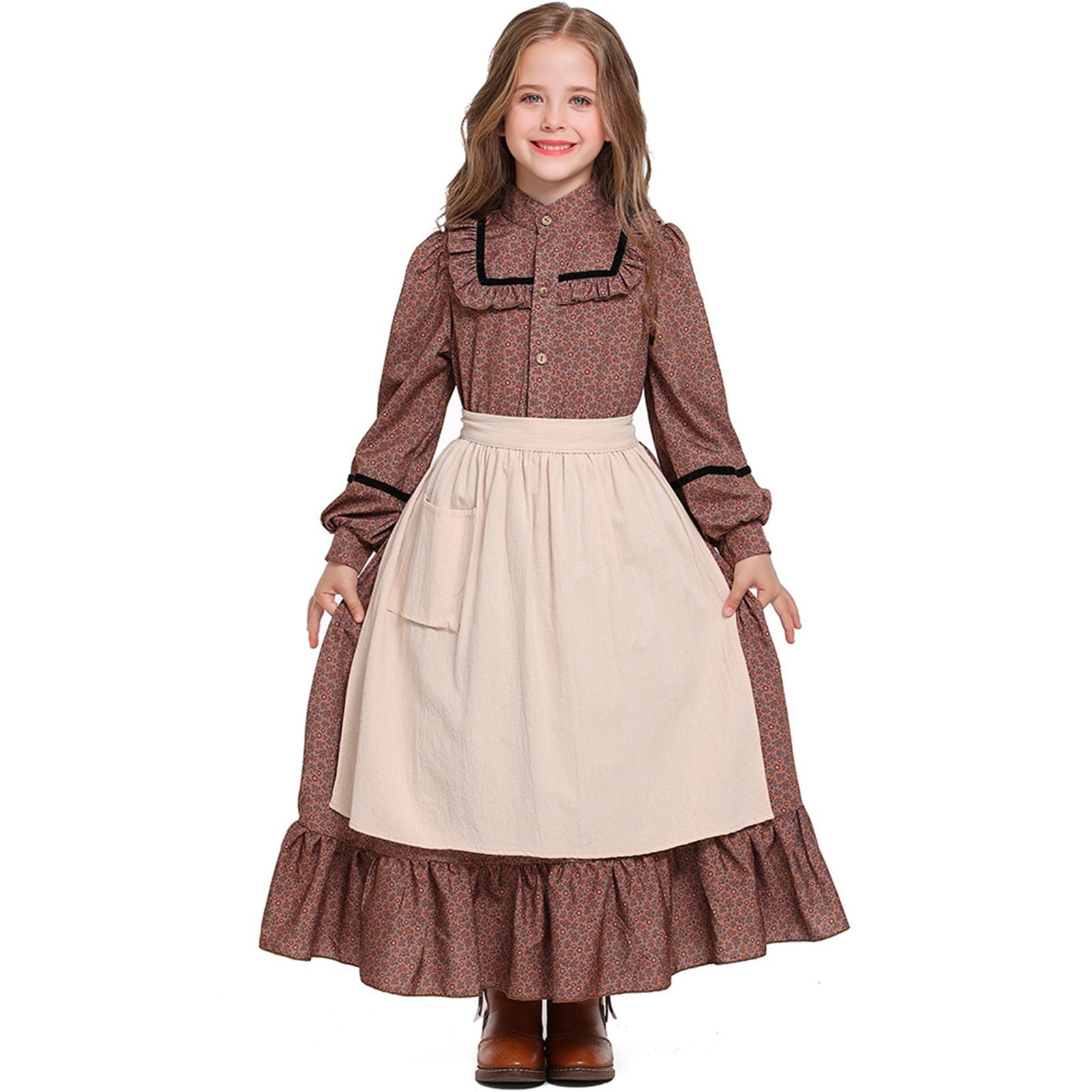 Little Girls Floral Print Long Dress Style Outfit Daily Wear Party ...