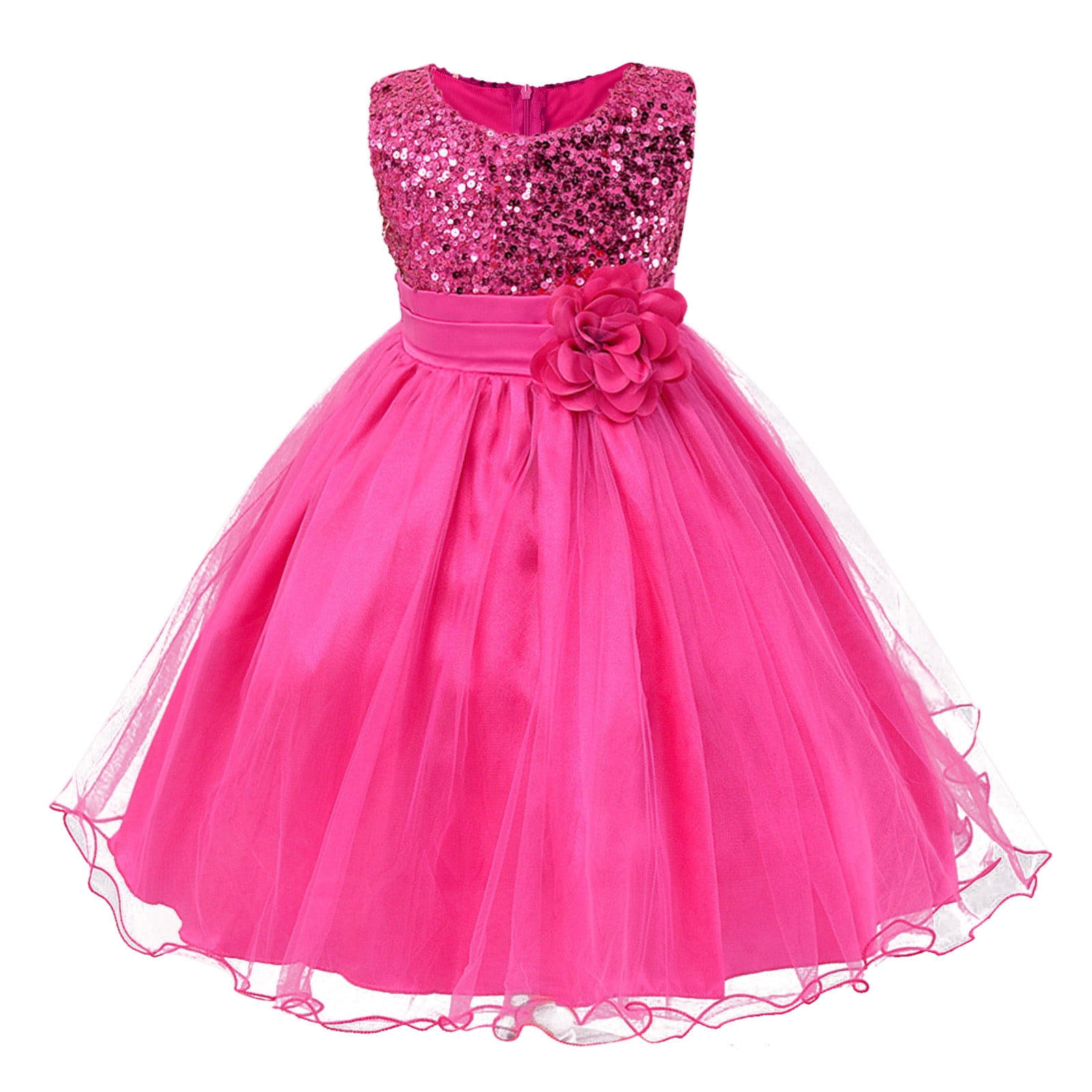 Little Girls Formal Dress Kids Spring Summer Print Sleeveless Party ...