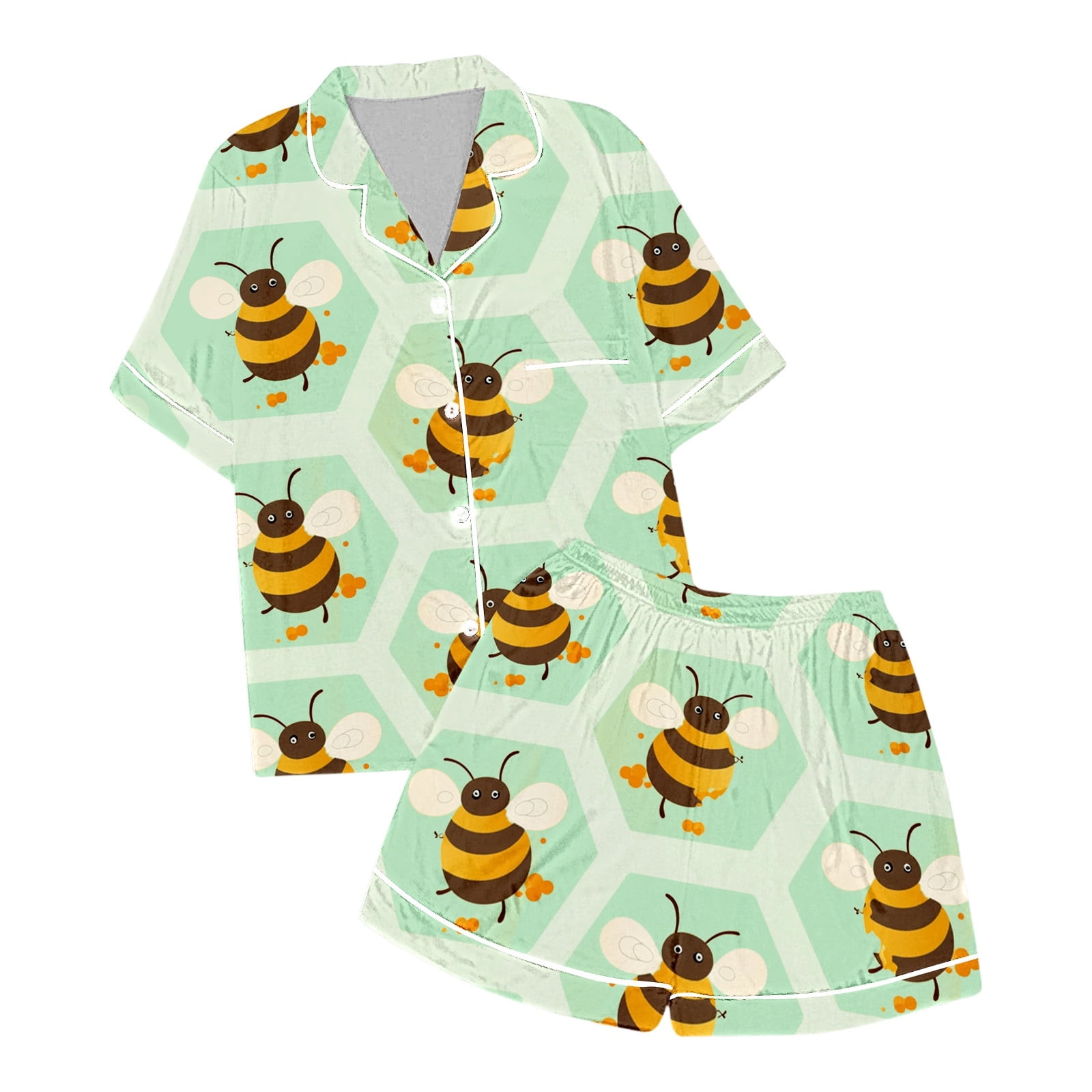 Little Girls Girls' Festival Printed Silk Imitation Pajama Short Sleeve ...