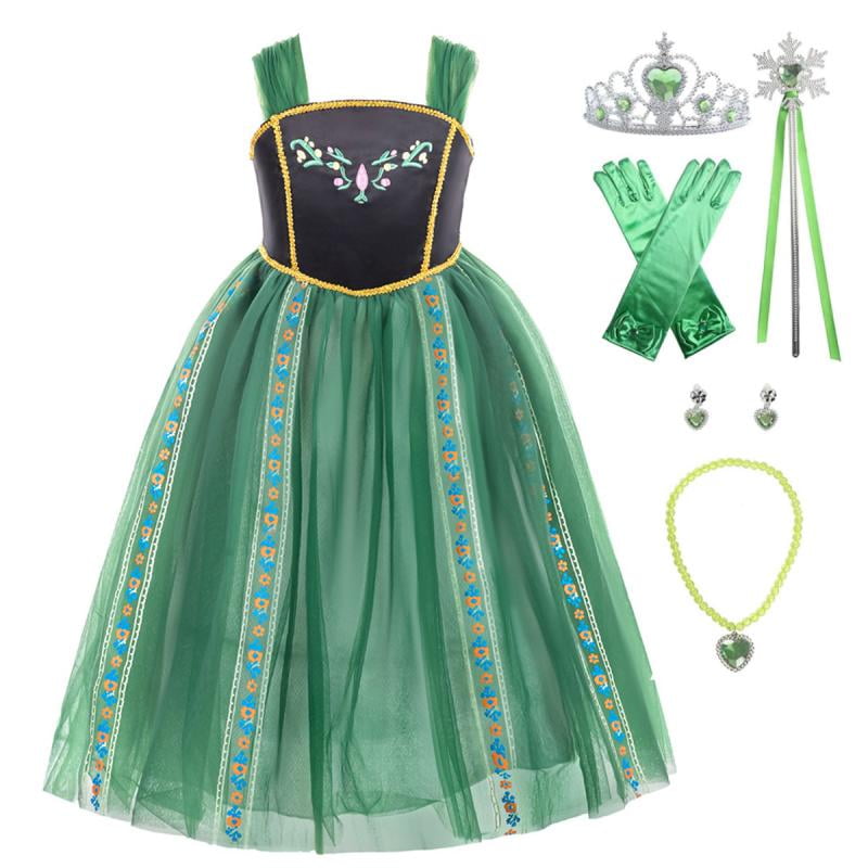 Little Girls Green Princess Dress Up Halloween Party Birthday Cosplay ...