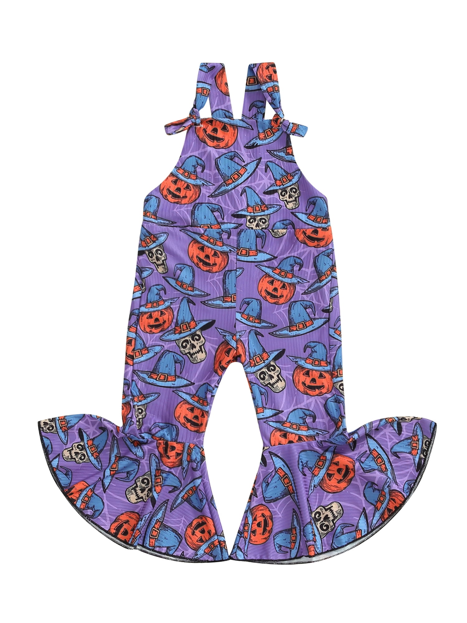 Little Girls Halloween Overalls Flare Jumpsuit Ghost/Pumpkin Print Bell Bottom One Piece Pants ...