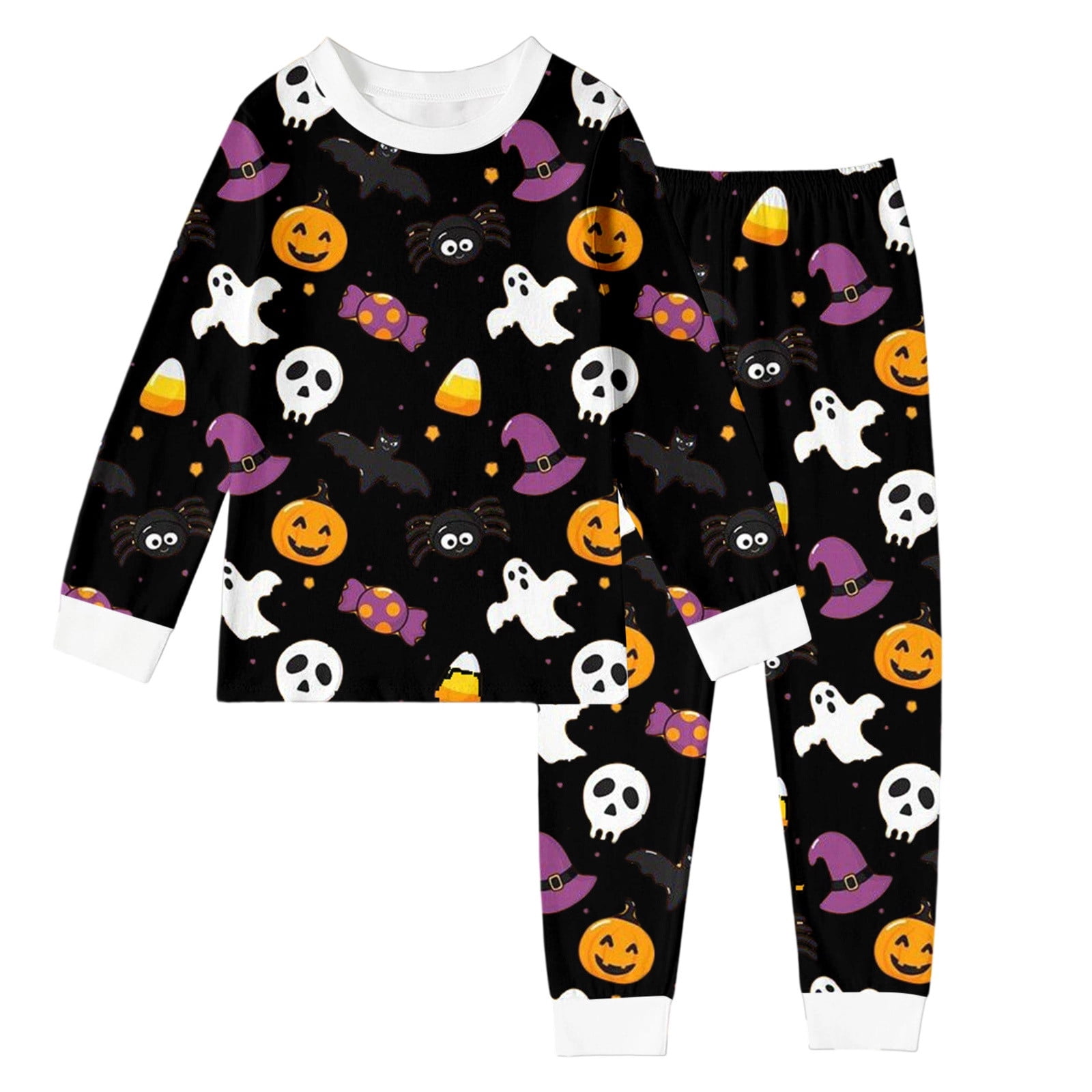 Little Girls Halloween Pajama Set Long Sleeve Sleepwear With Diy Print ...