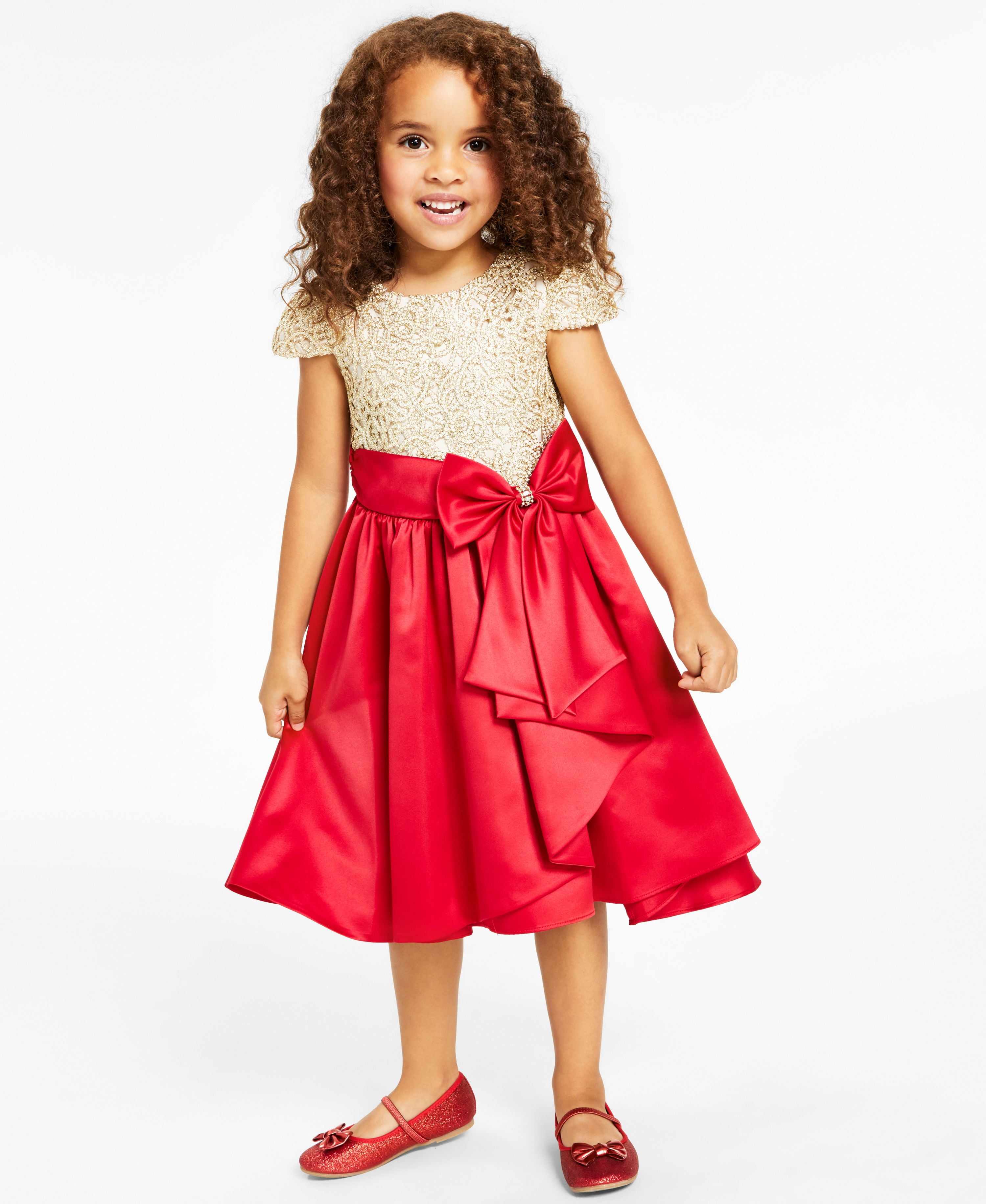 Little Girls High Low Skirt Dress With Cascade Bow Red 6X - Walmart.com