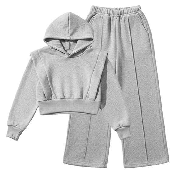 Little Girls Hooded Jacket Straight Leg Pants Outfit Fall Seasons Two ...