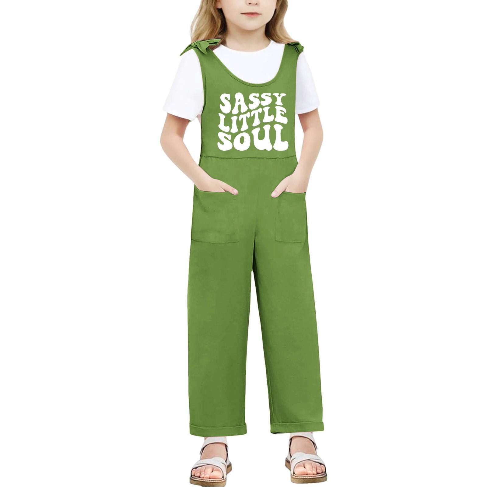 Little Girls Jumpsuits Overalls Casual School Romper Letter Print Bib ...