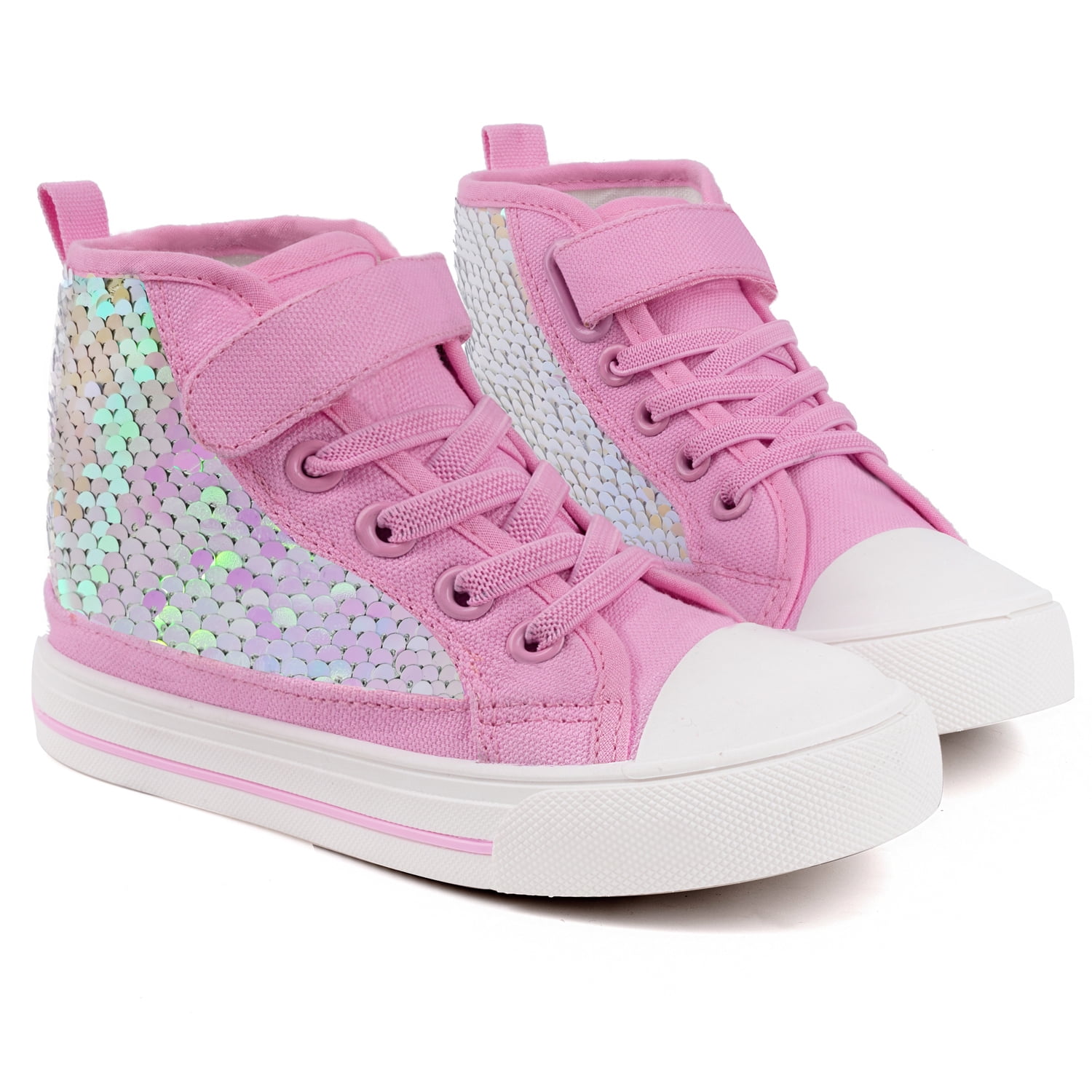 Little Girls Kids Canvas Shoes Glitter Sneakers Toddler Sparkle Lace Up ...