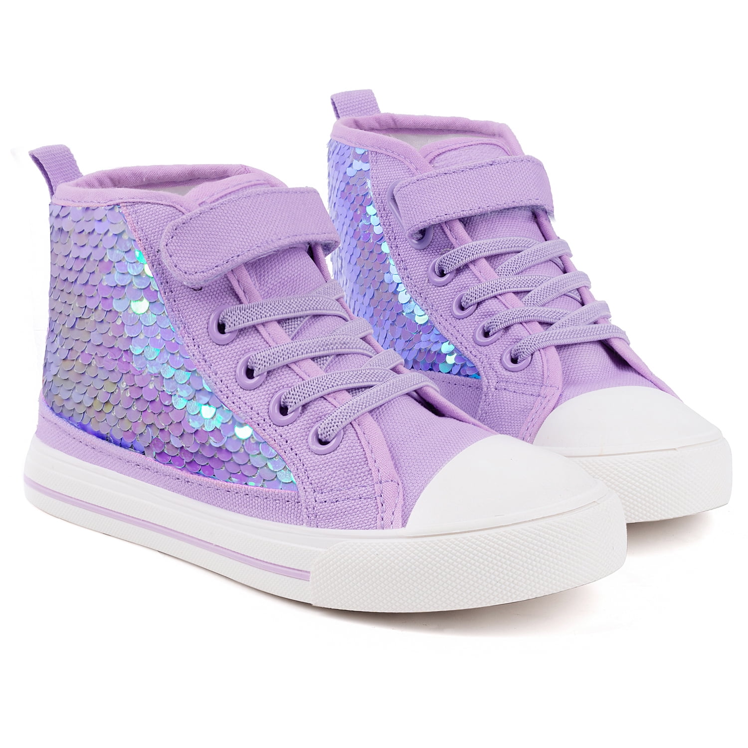 Little Girls Kids Canvas Shoes Glitter Sneakers Toddler Sparkle Lace Up ...