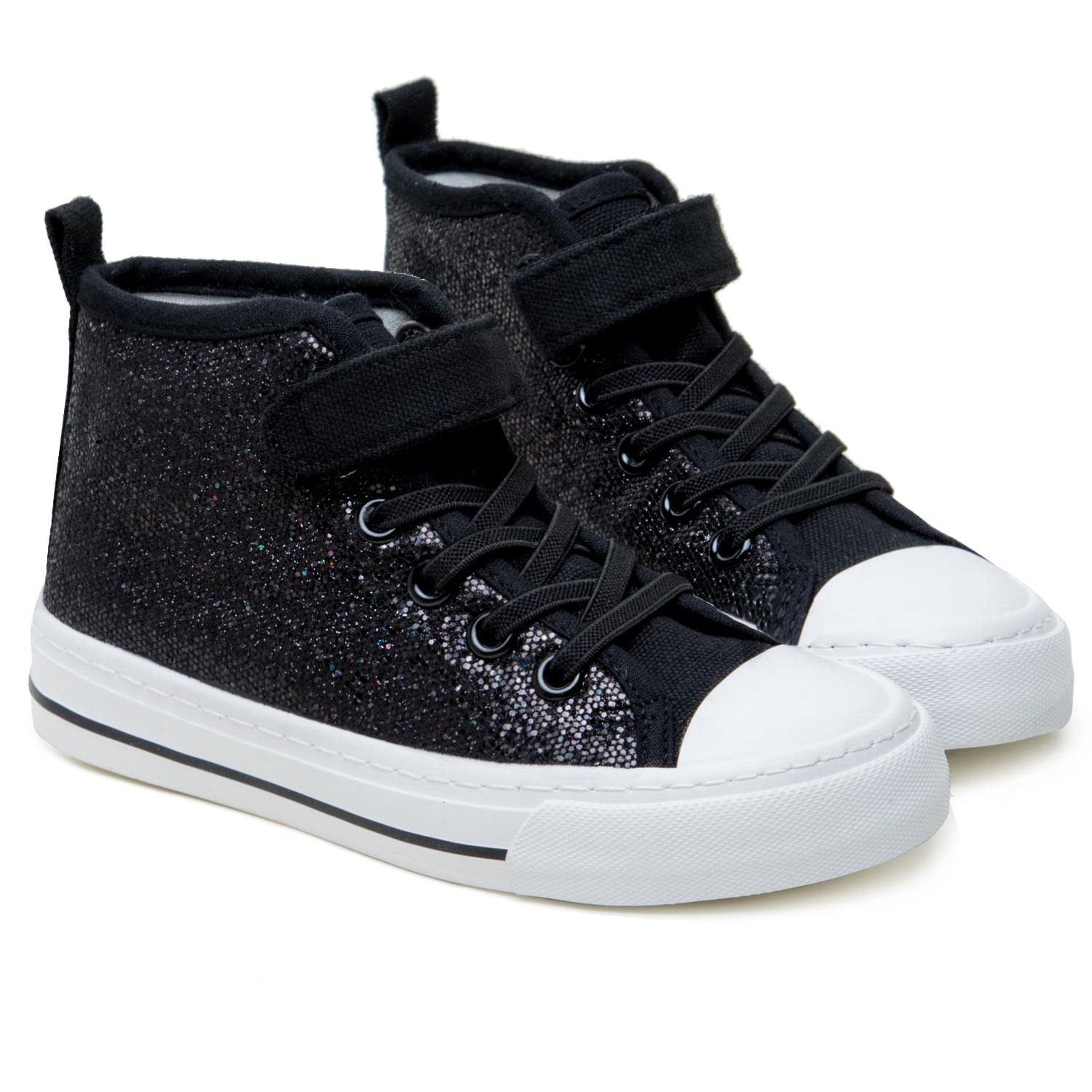 Little Girls Kids Canvas Shoes Glitter Sneakers Toddler Sparkle Lace Up ...
