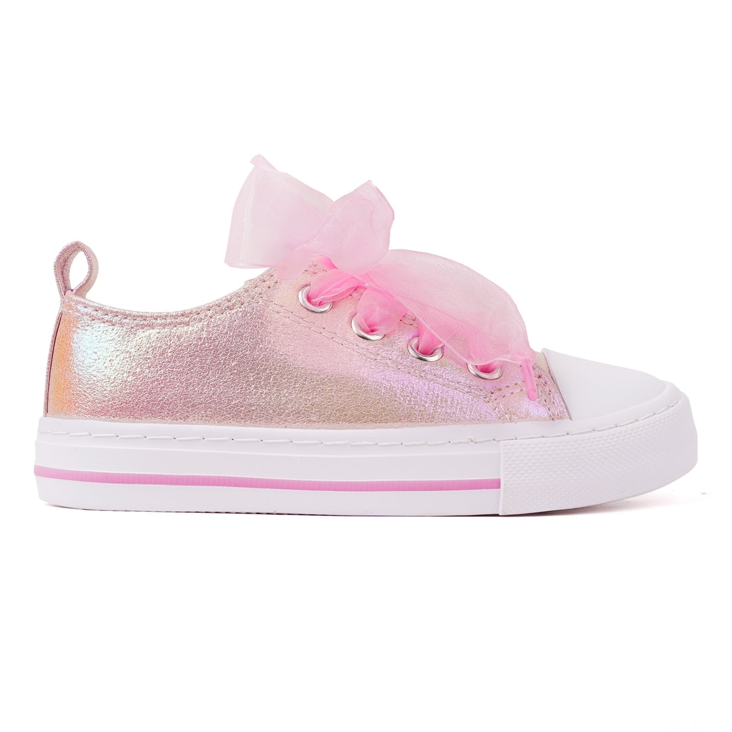 Little Girls Kids Sneakers Bowknot Pearl Ribbon Canvas Shoes Pink ...