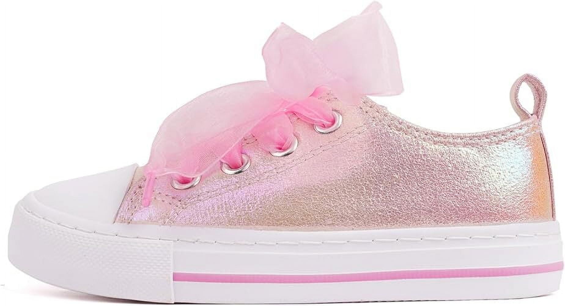 Little Girls Kids Sneakers Bowknot Pearl Ribbon Canvas Shoes Classic ...