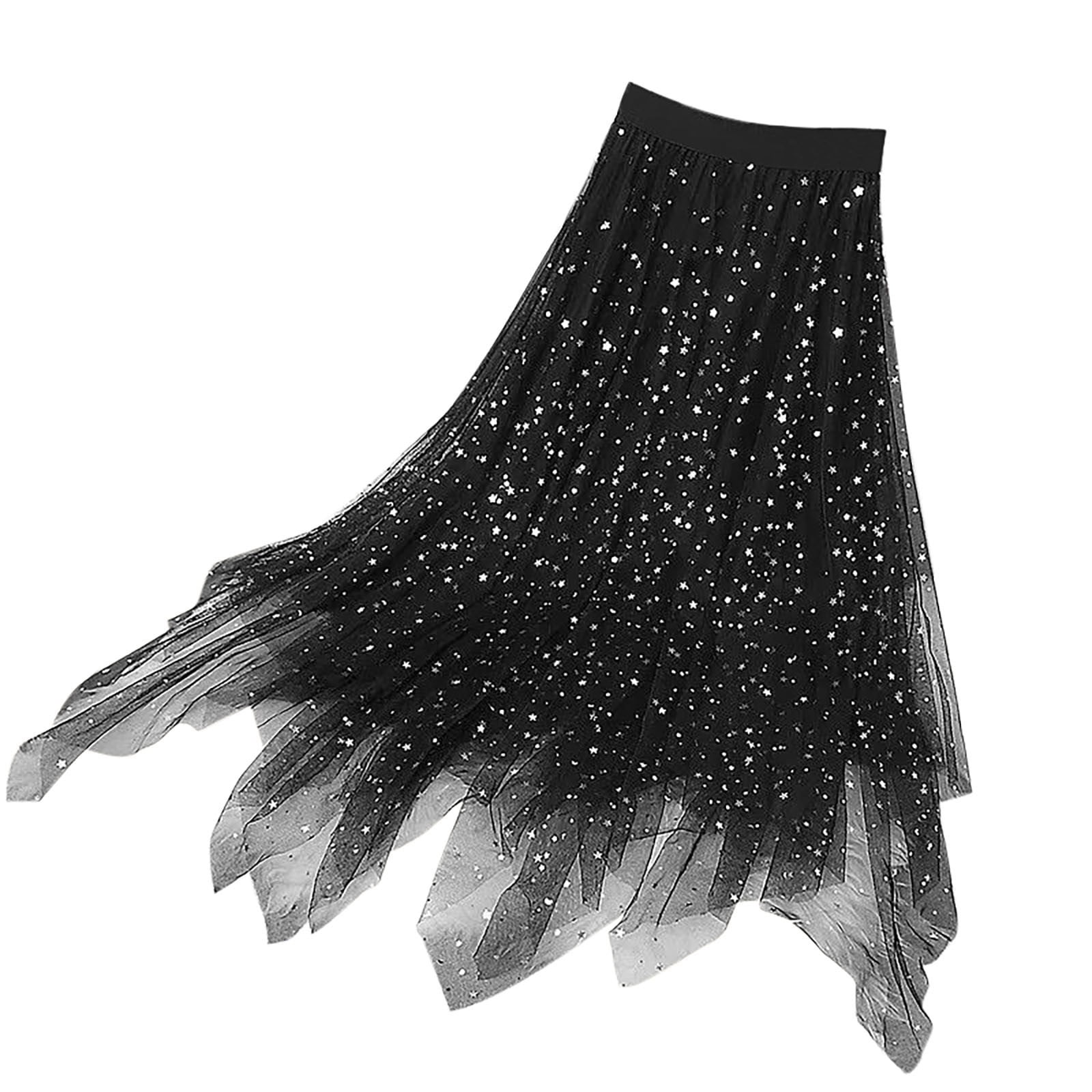 Little Girls Kids Star Sequin Skirts For Long Sequin Skirt Tutu High Low Skirt Sparkly Layered ...