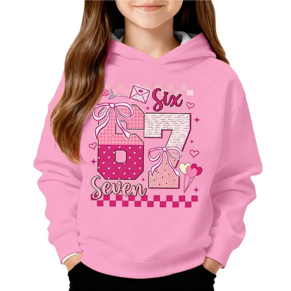 Little Girls Kids Unisex Valentine'S Day Graphic Print Pullover Hoodie ...