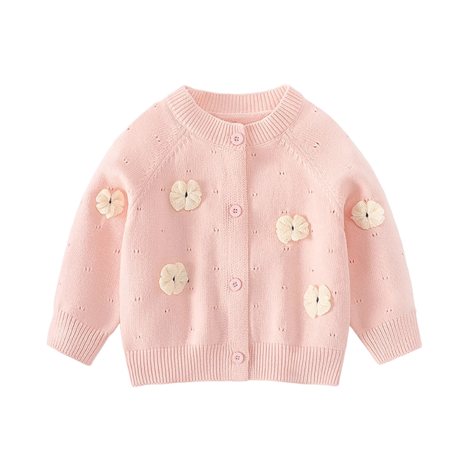 Little Girls Knit Cardigan Sweater With Handmade 3D Floral Detail ...