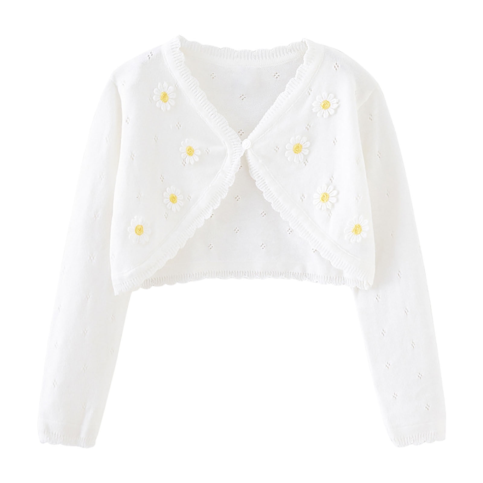 Little Girls' Knit Long Sleeve Button Closure Bolero Cardigan Open ...