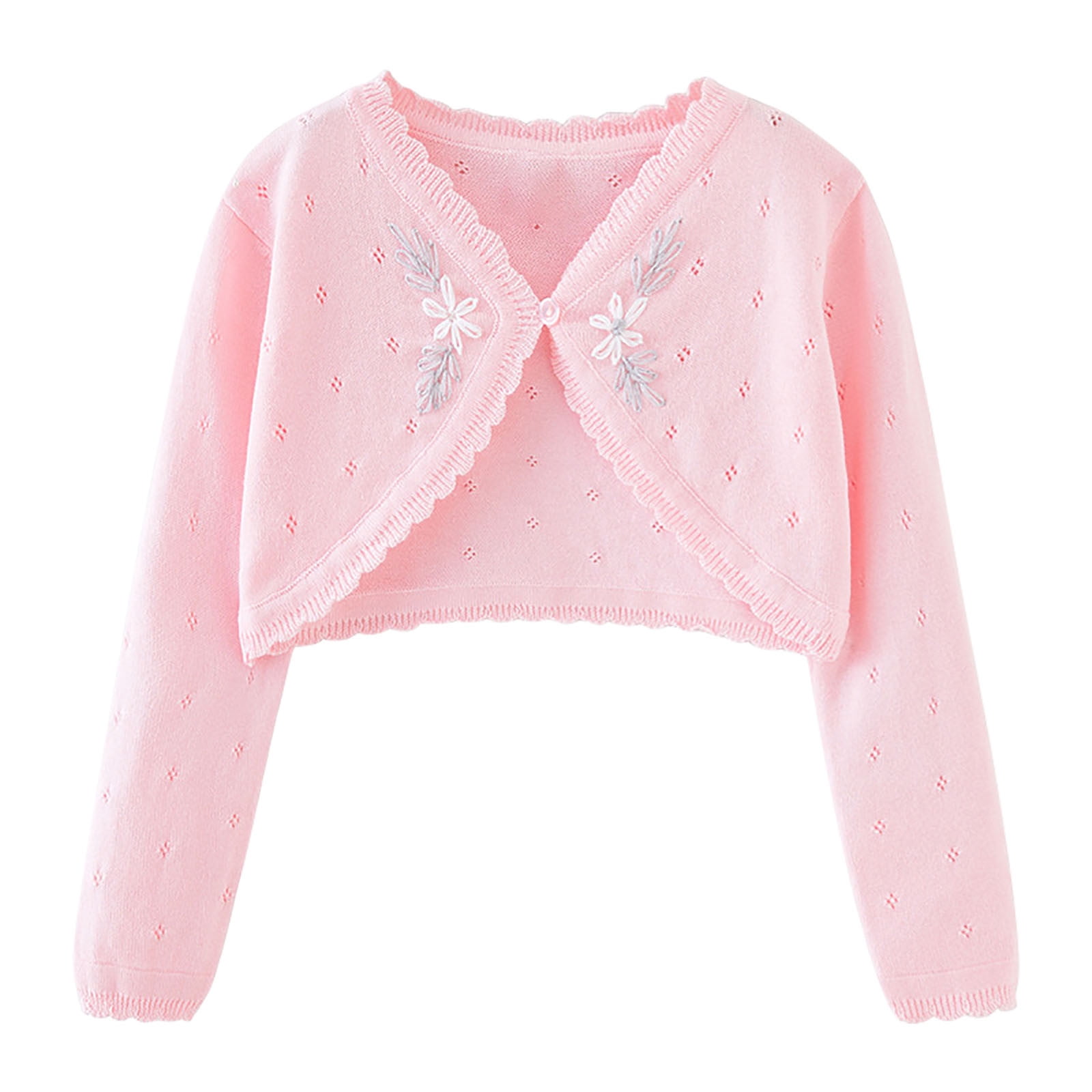 Little Girls' Knit Long Sleeve Button Closure Bolero Cardigan Open ...