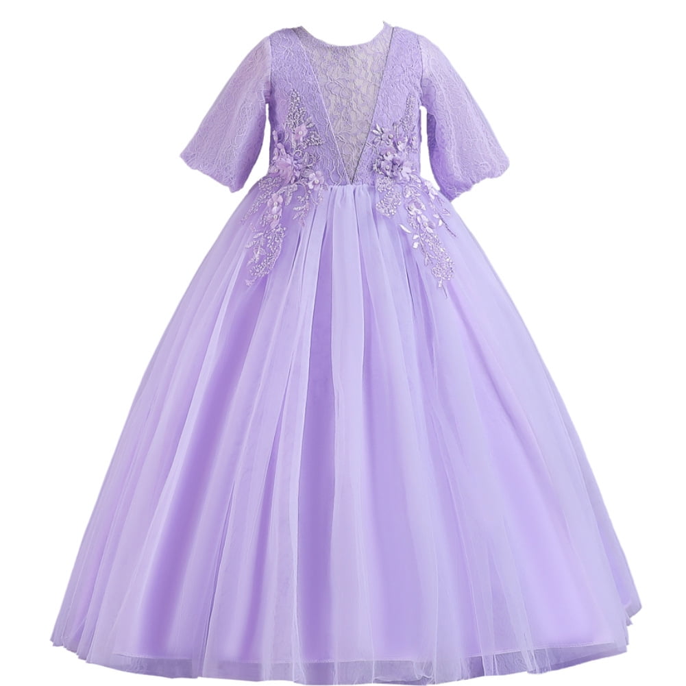 Little Girls Lace Dresses Flower Girl Mesh Princess Dress - Walmart.com