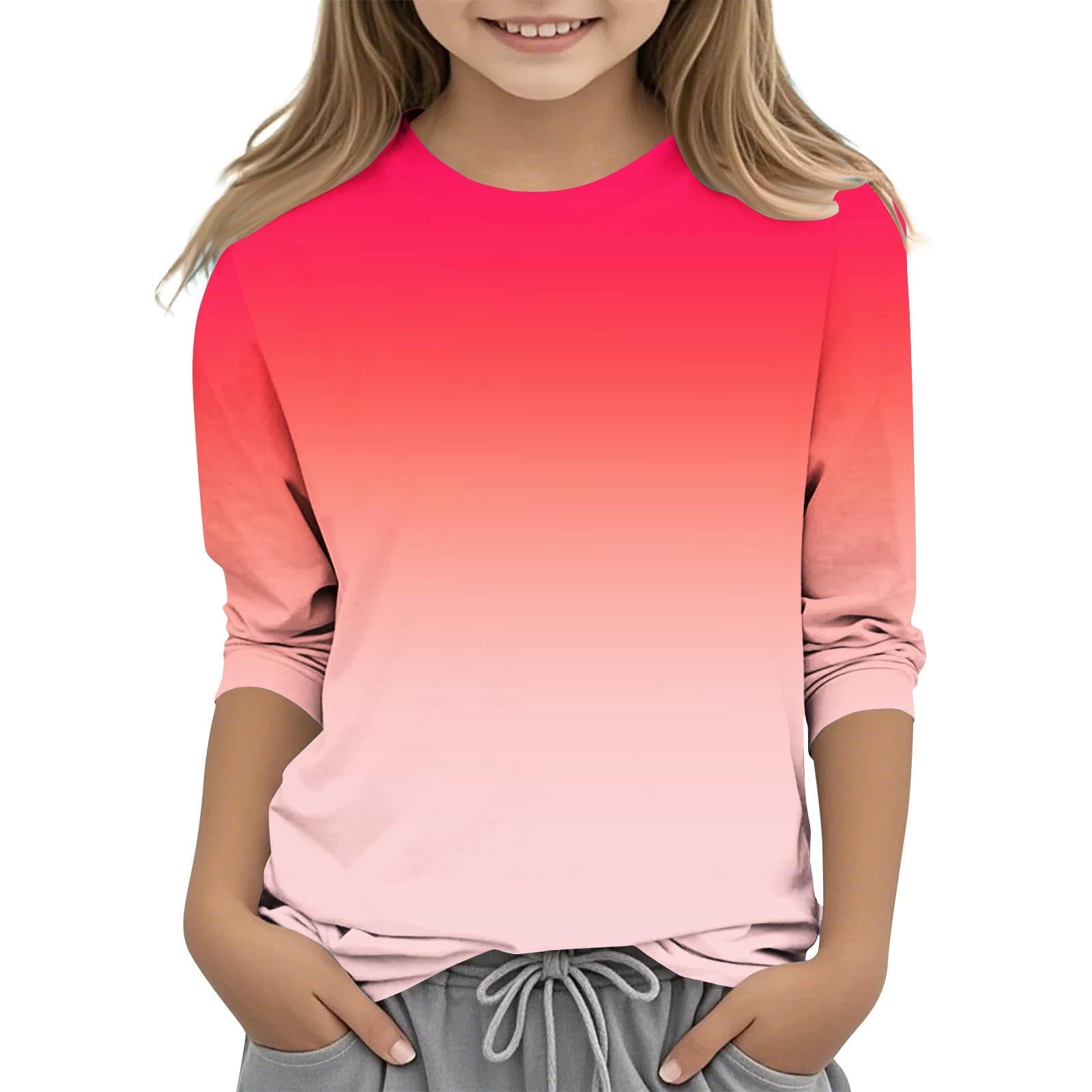 Little Girls Long Sleeve Shirts Red Shirt for Girls 12 Year Old Girl ...