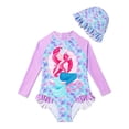 Little Girls Long Sleeve Swimsuit Floral Gradient Scale Print With ...