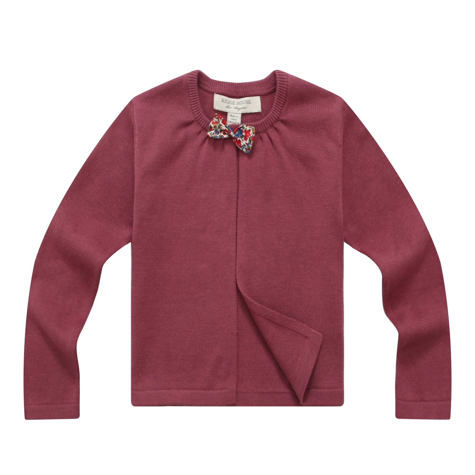 Little Girls Maroon Bow Open Cardigan 4 - Walmart.com