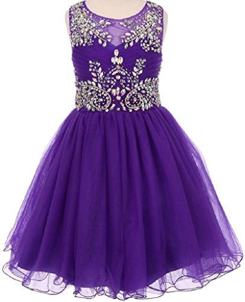 Little Girls Mesh Junior Bridesmaid Beaded Princess Flowers Girls