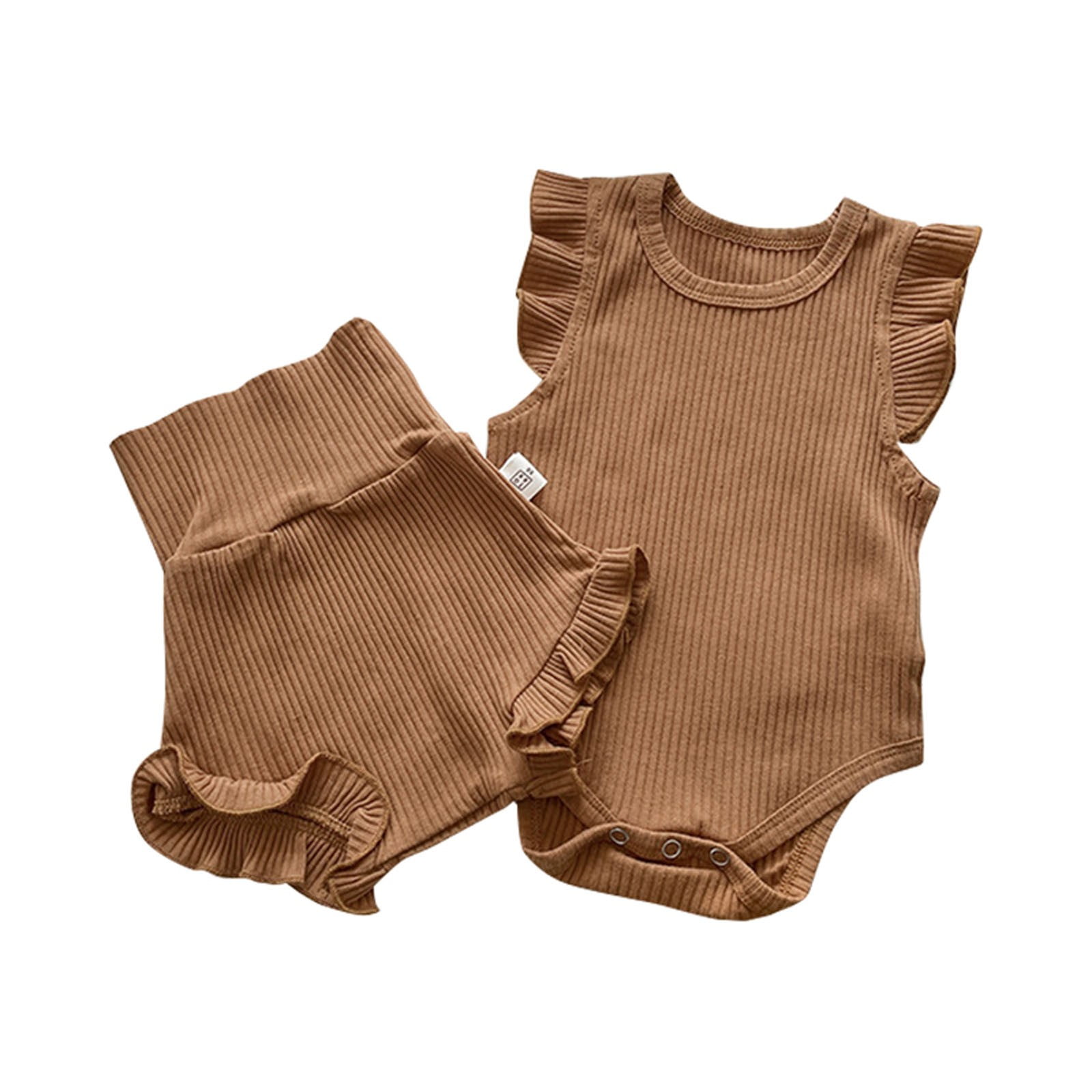 Little Girls Outfit Set Ear Romper + High Waist Shorts Two Piece Summer ...