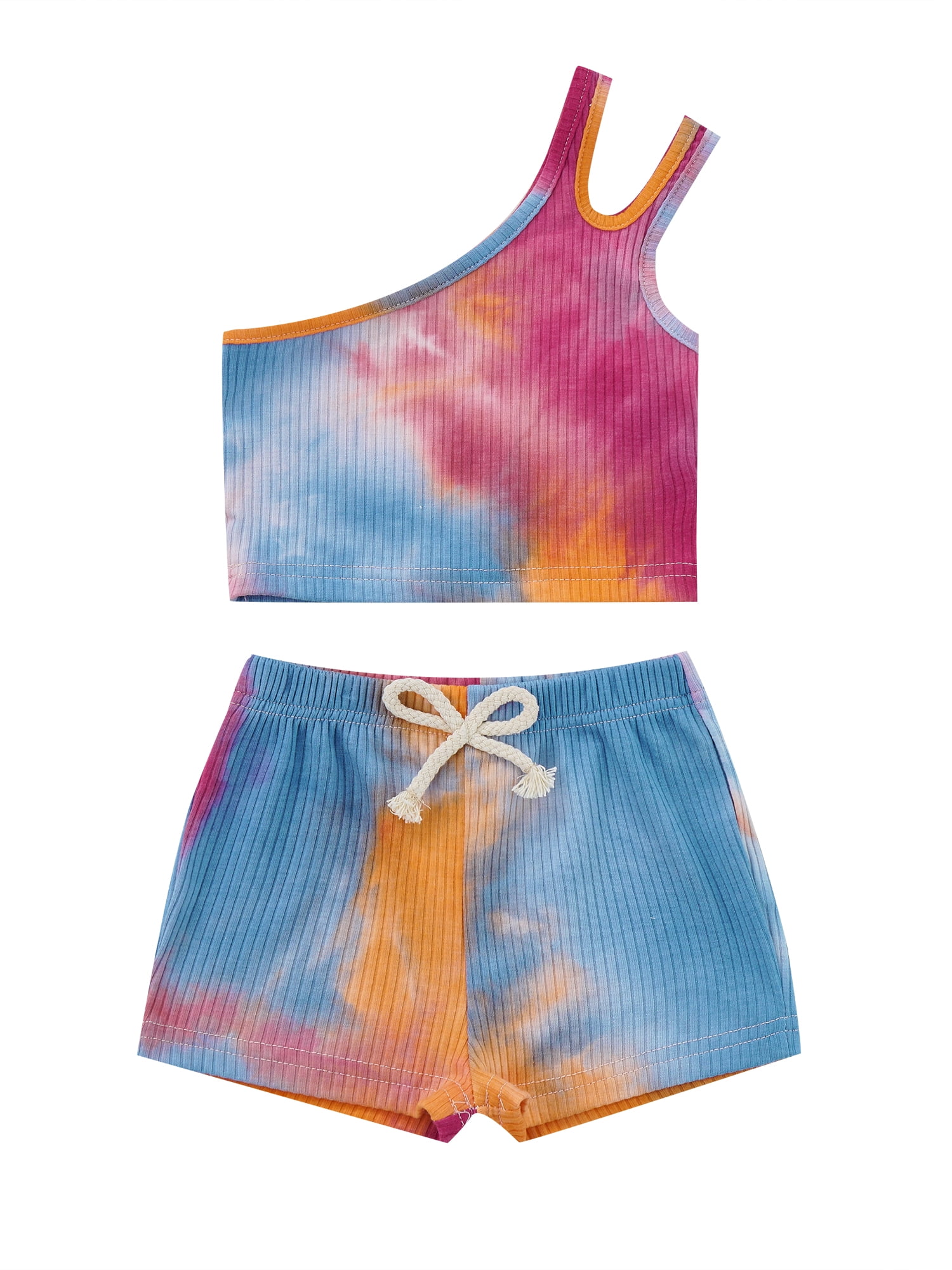 Little Girls Outfit, Sloping Shoulder Sleeveless Tops, Shorts - Walmart.com