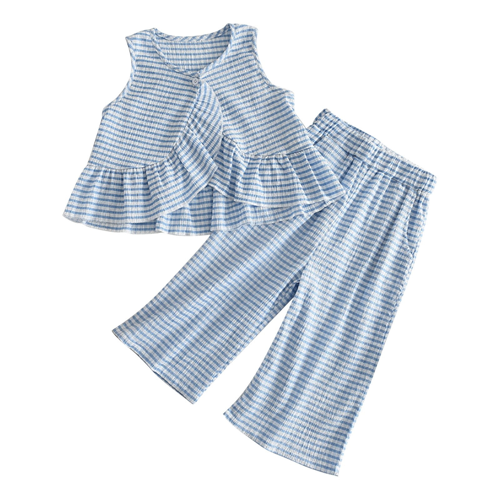 Little Girls Outfit Summer Cotton Sleeveless Checked Soft And Comfy ...