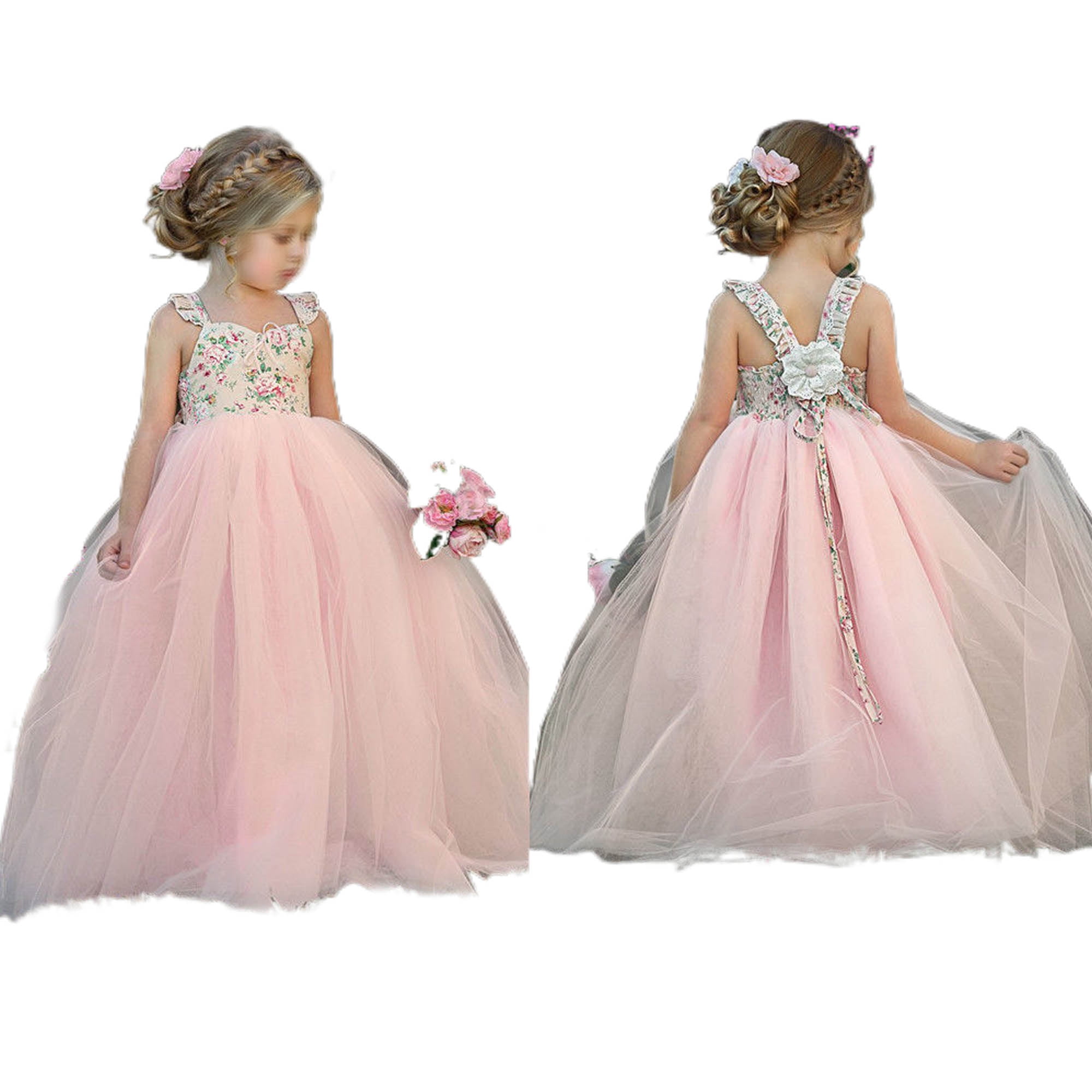 Little Girls Princess Dress, Wedding Bridesmaid Tutu Dress,Floral ...